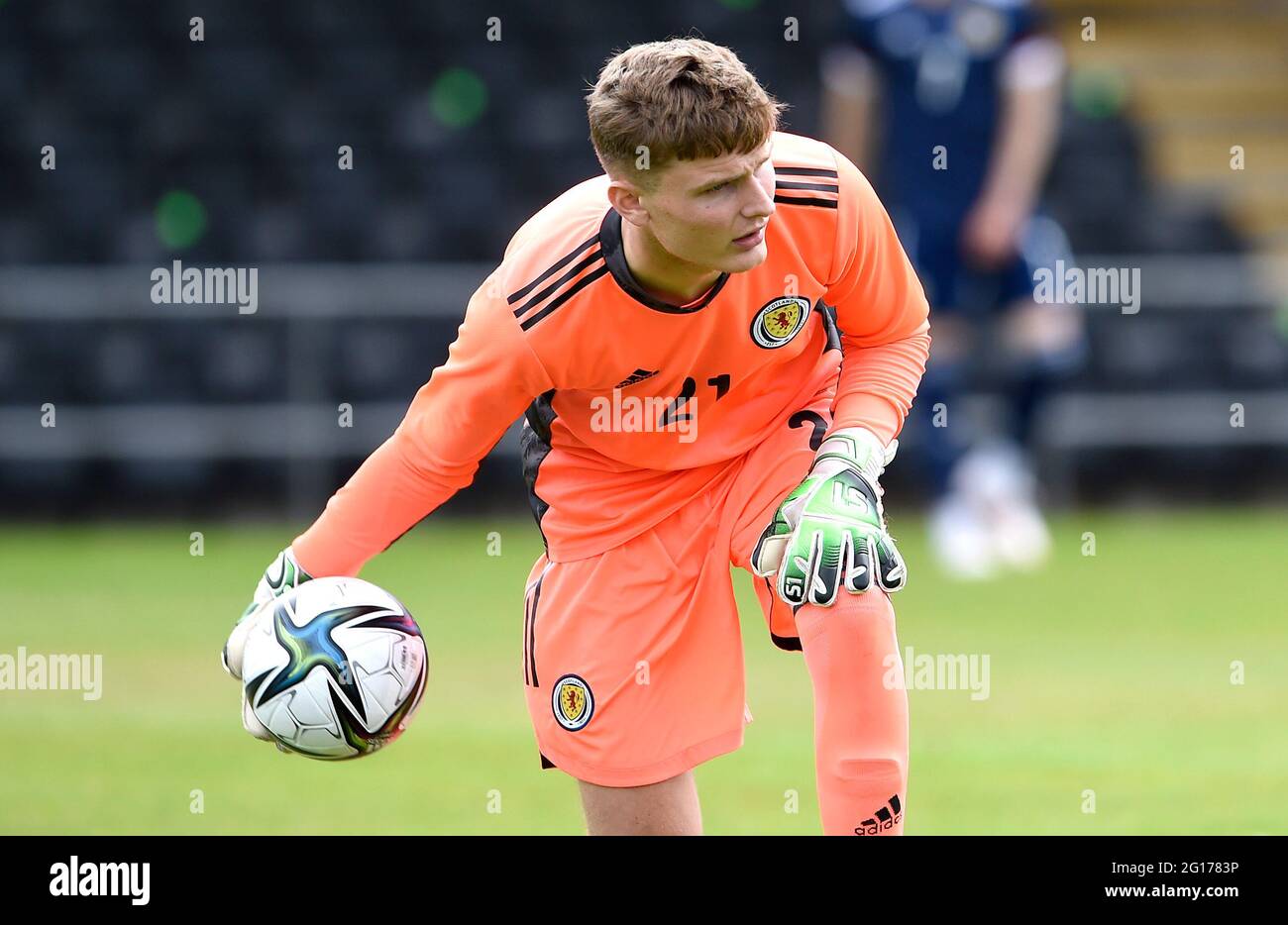 Scotland goalkeeper Archie Mair in action during the International ...
