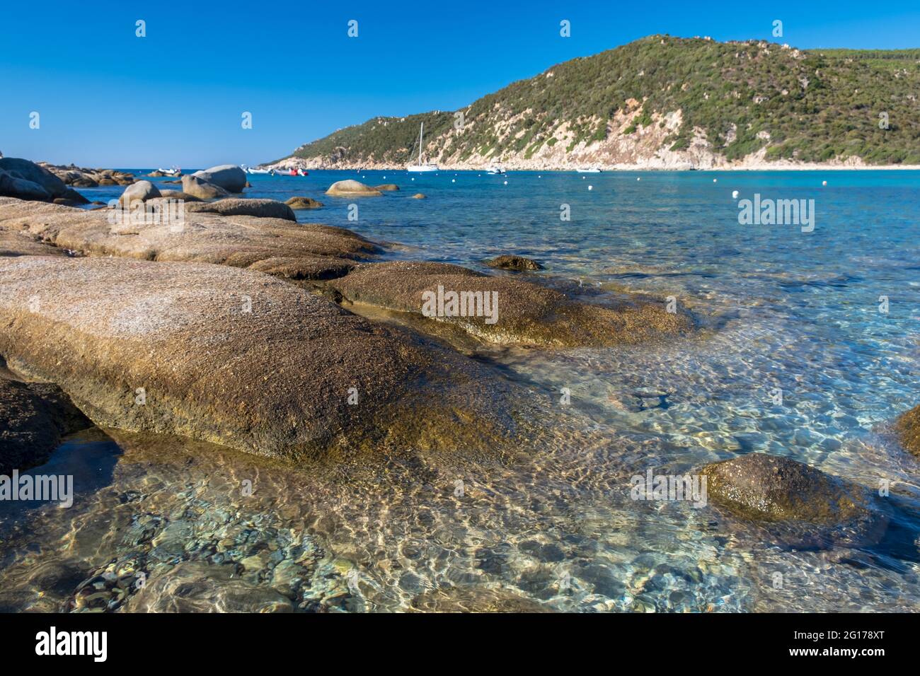 Summer day at Cala Pira, a beautiful bay in the south-east of Sardegna ...