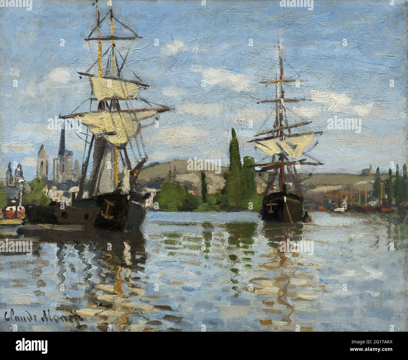 Claude Monet - Ships Riding on the Seine at Rouen Stock Photo - Alamy