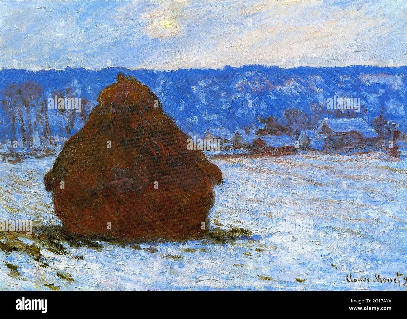 Claude Monet - Stack of Wheat Snow Effect Overcast Day Stock Photo - Alamy