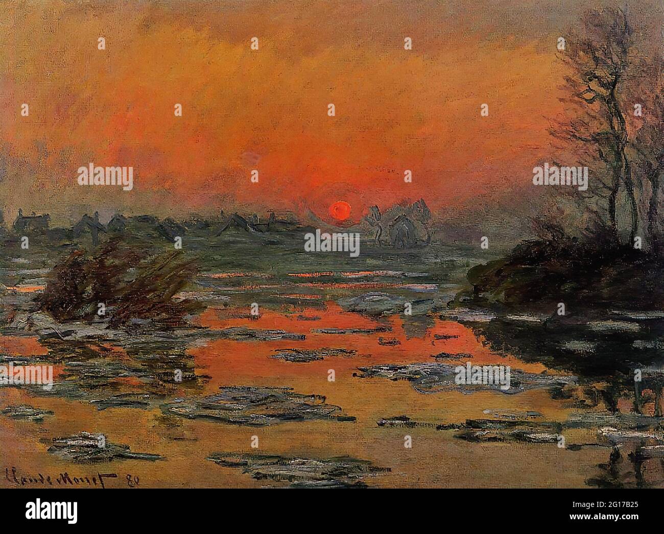 Claude Monet - Sunset Seine Winter 1880 Stock Photo - Alamy