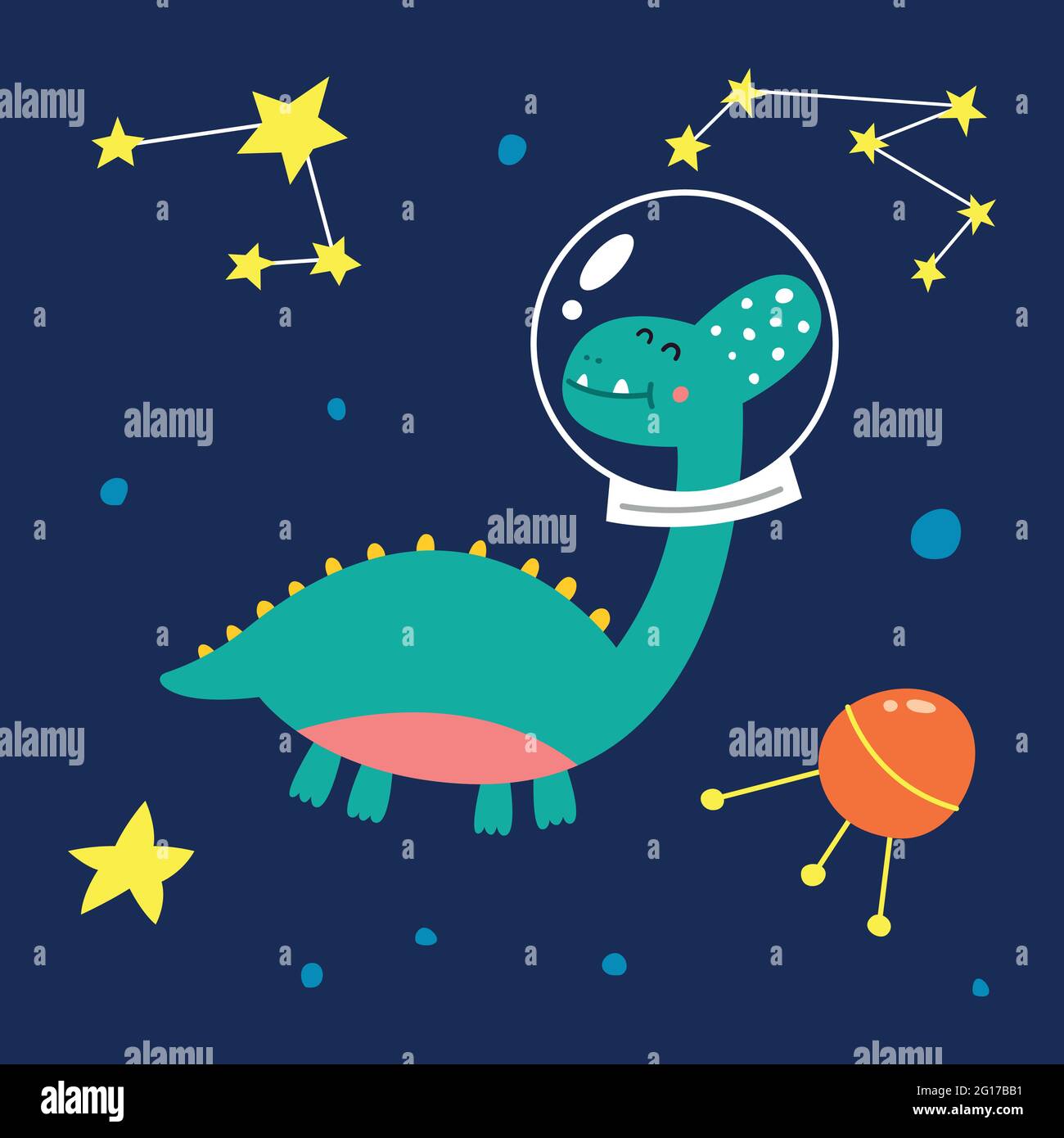 Space dinosaur, vector illustration for children s fashion Stock Vector ...
