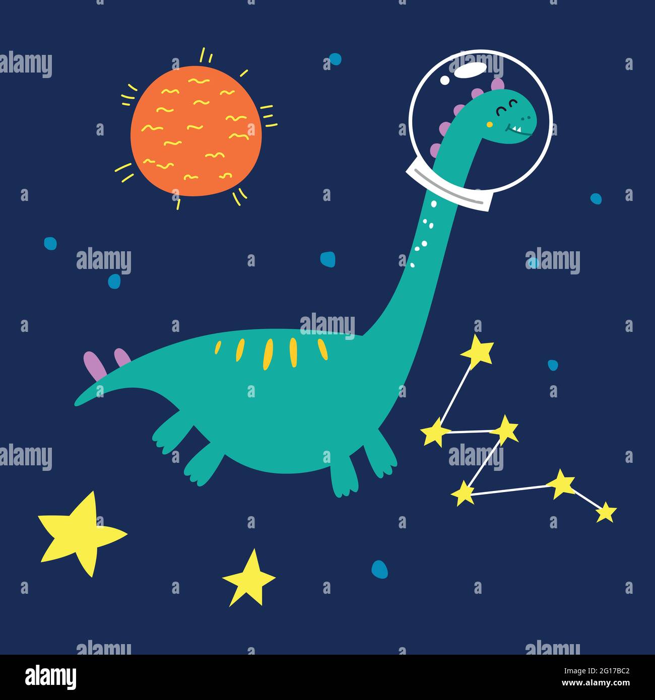 Space dinosaur, vector illustration for children s fashion Stock Vector ...