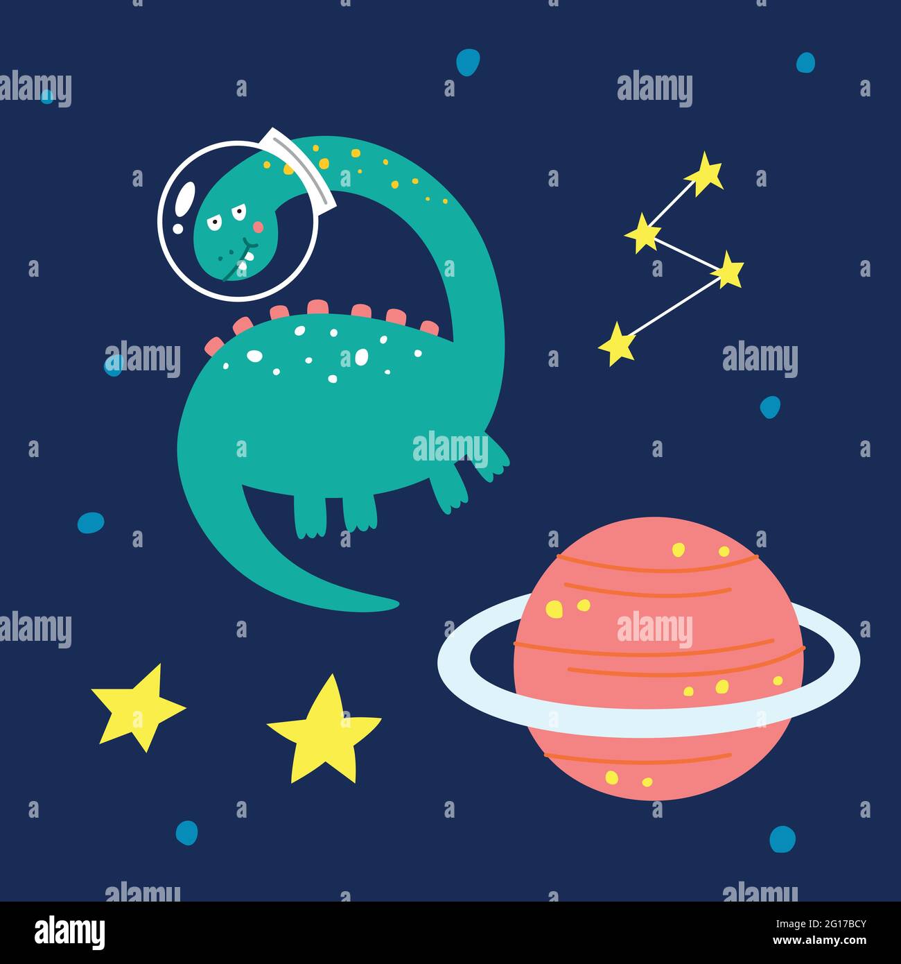 Space dinosaur, vector illustration for children s fashion Stock Vector ...