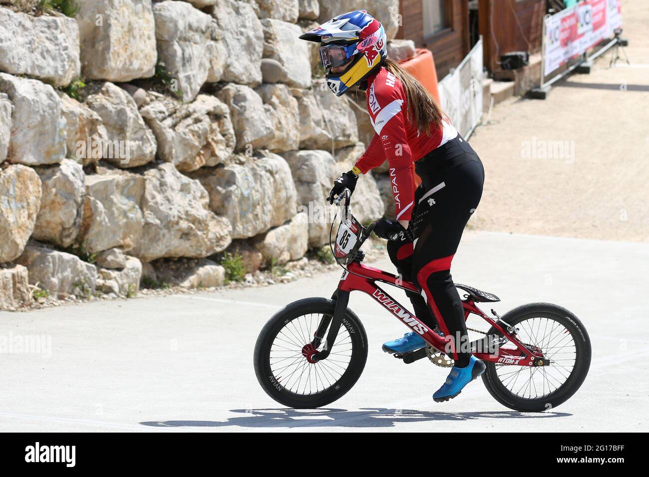 HATAKEYAMA Sae of Japan competes in the UCI BMX Supercross World Cup ...