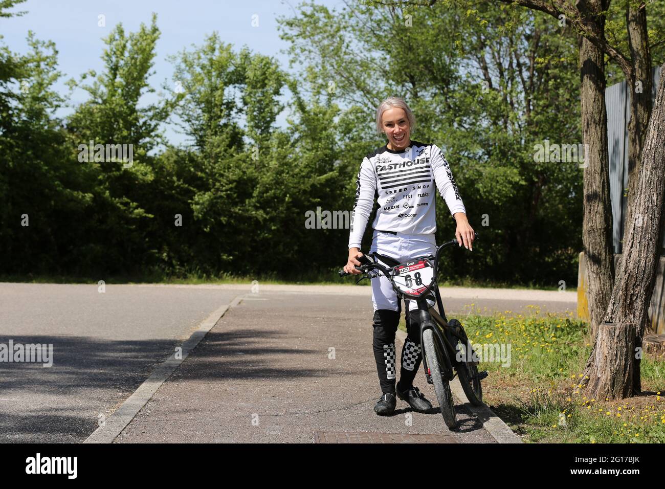 Caroline BUCHANAN of Australia about to compete in the UCI BMX ...