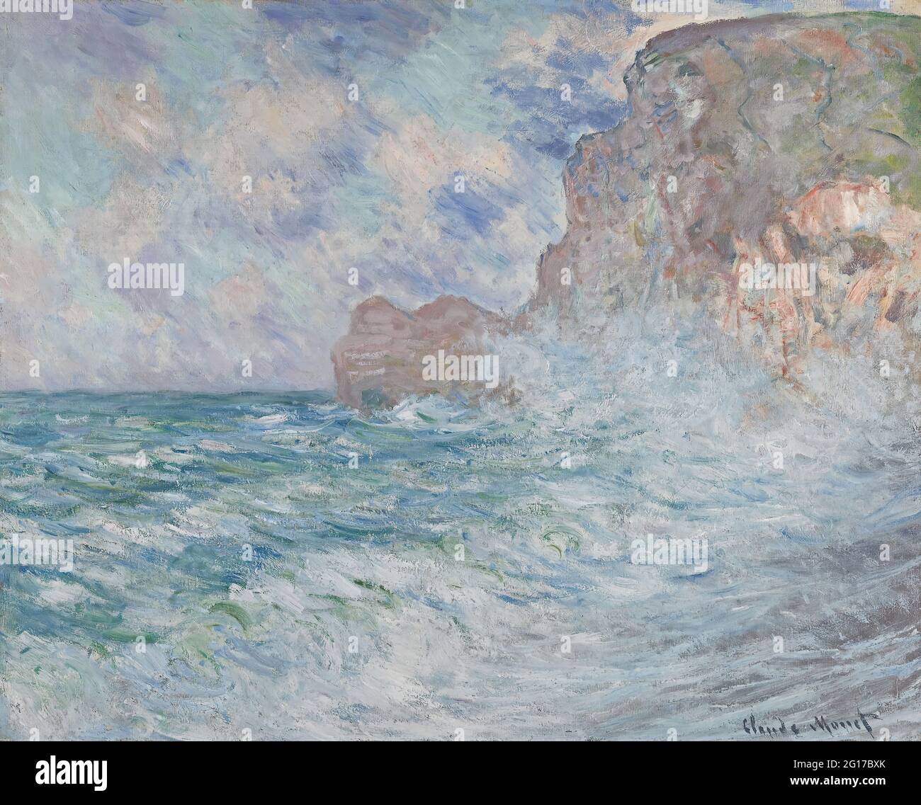 Claude Monet - Tretat Falaise Et Porte Damont Grosse Mer Stock Photo ...