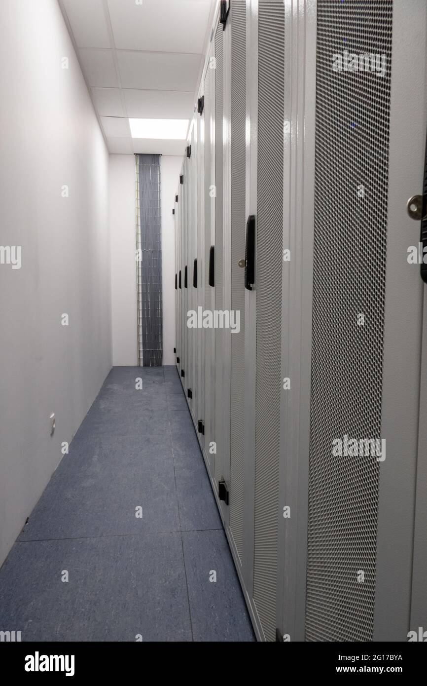 server room, server cabinets, rack. Server cabinets standing in one row ...