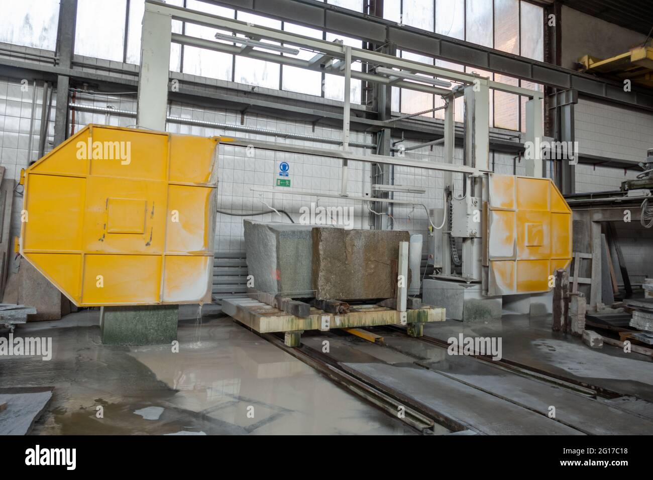 Stone wire saw. Machine for cutting granite stones. Cutting granite in ...