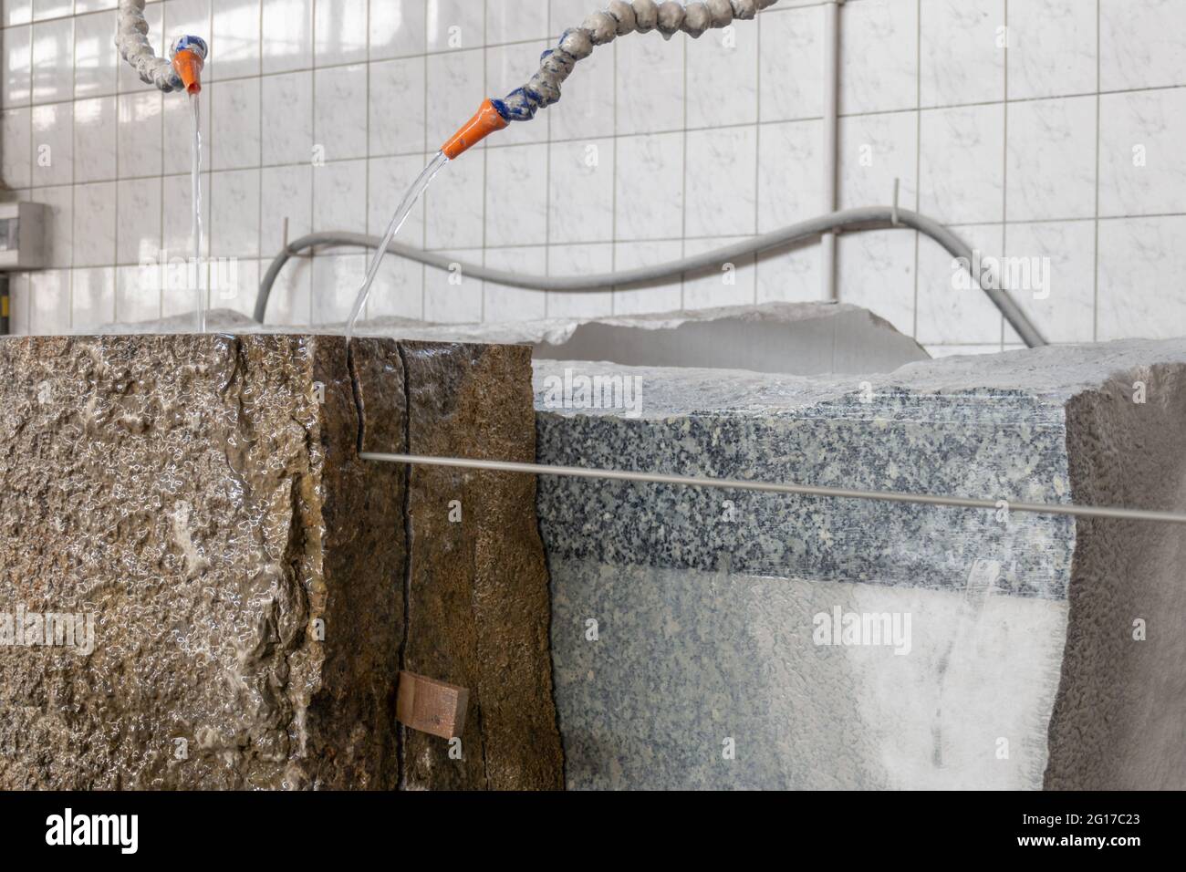 Stone wire saw. Machine for cutting granite stones. Cutting granite in ...