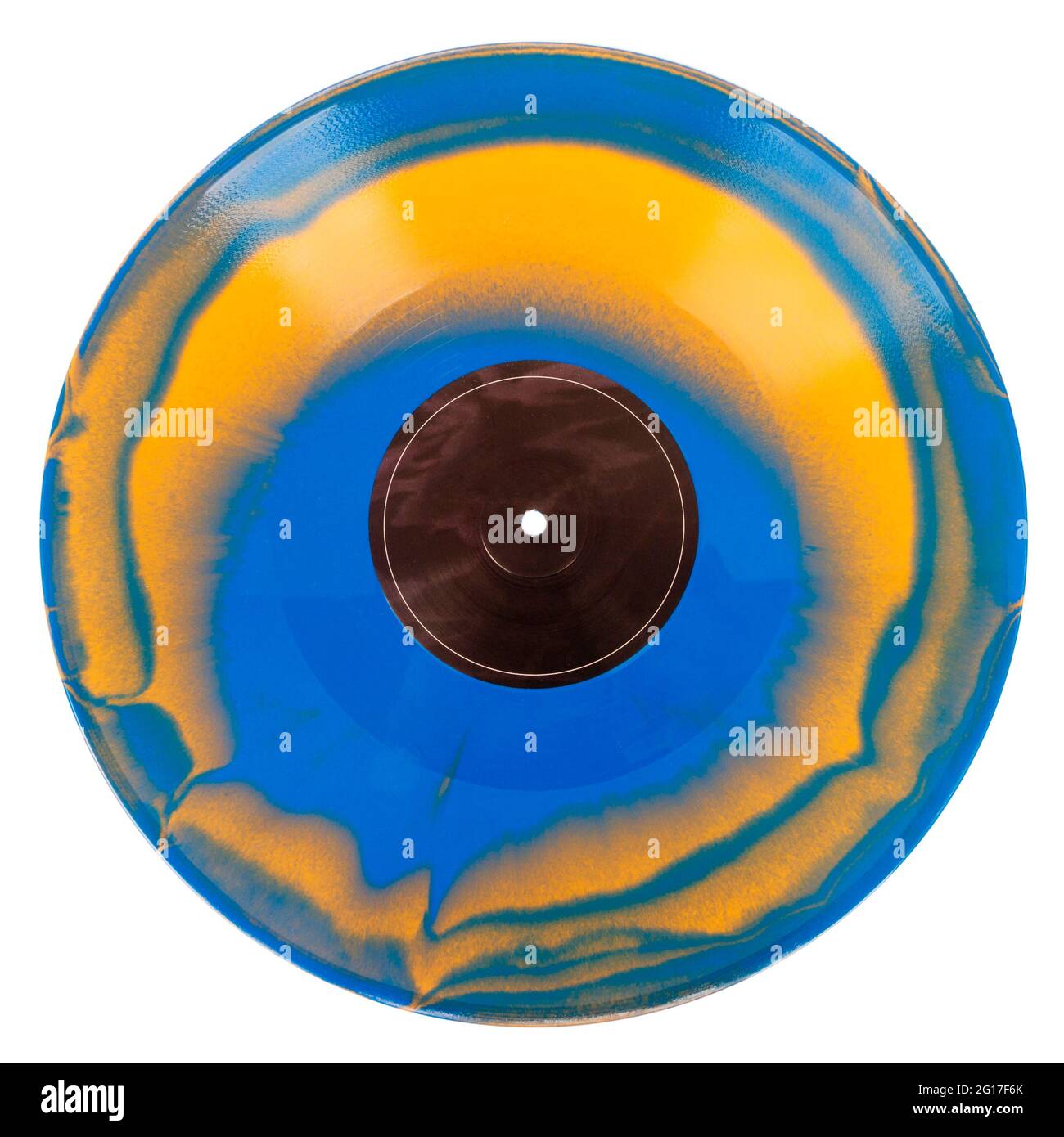 Blue and orange swirl vinyl record isolated on white background Stock ...