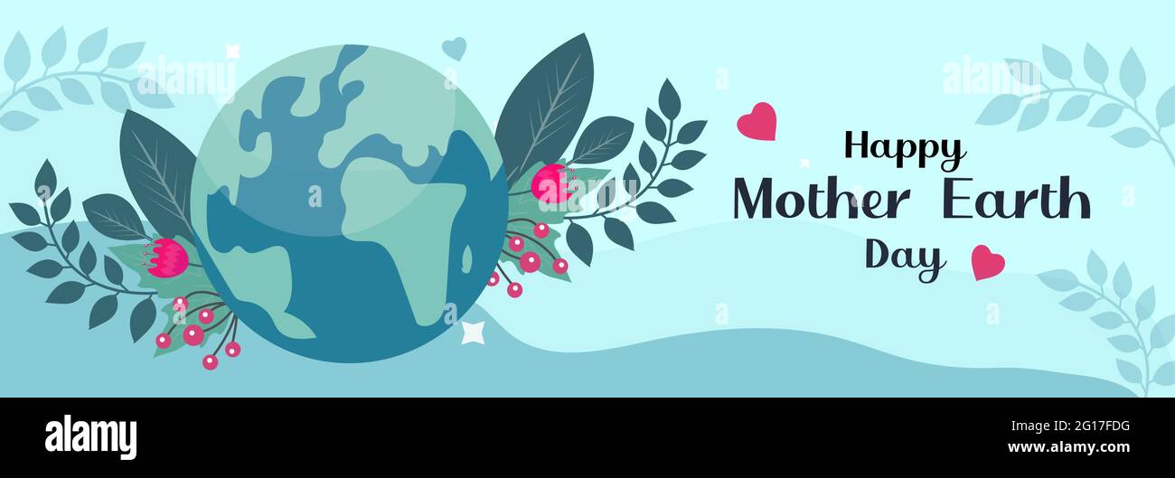 Happy Mother Earth Day greeting card, template for your design. Globe ...
