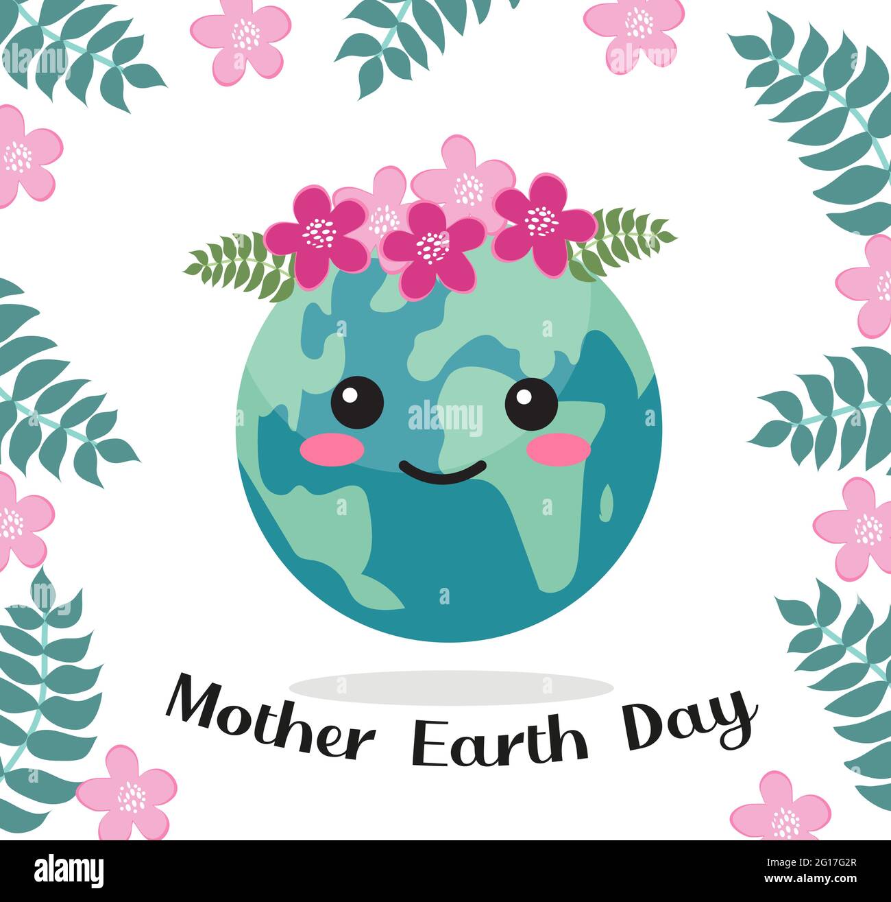 Happy Mother Earth Day. Globe planet earth with smile emoji. Caring for ...