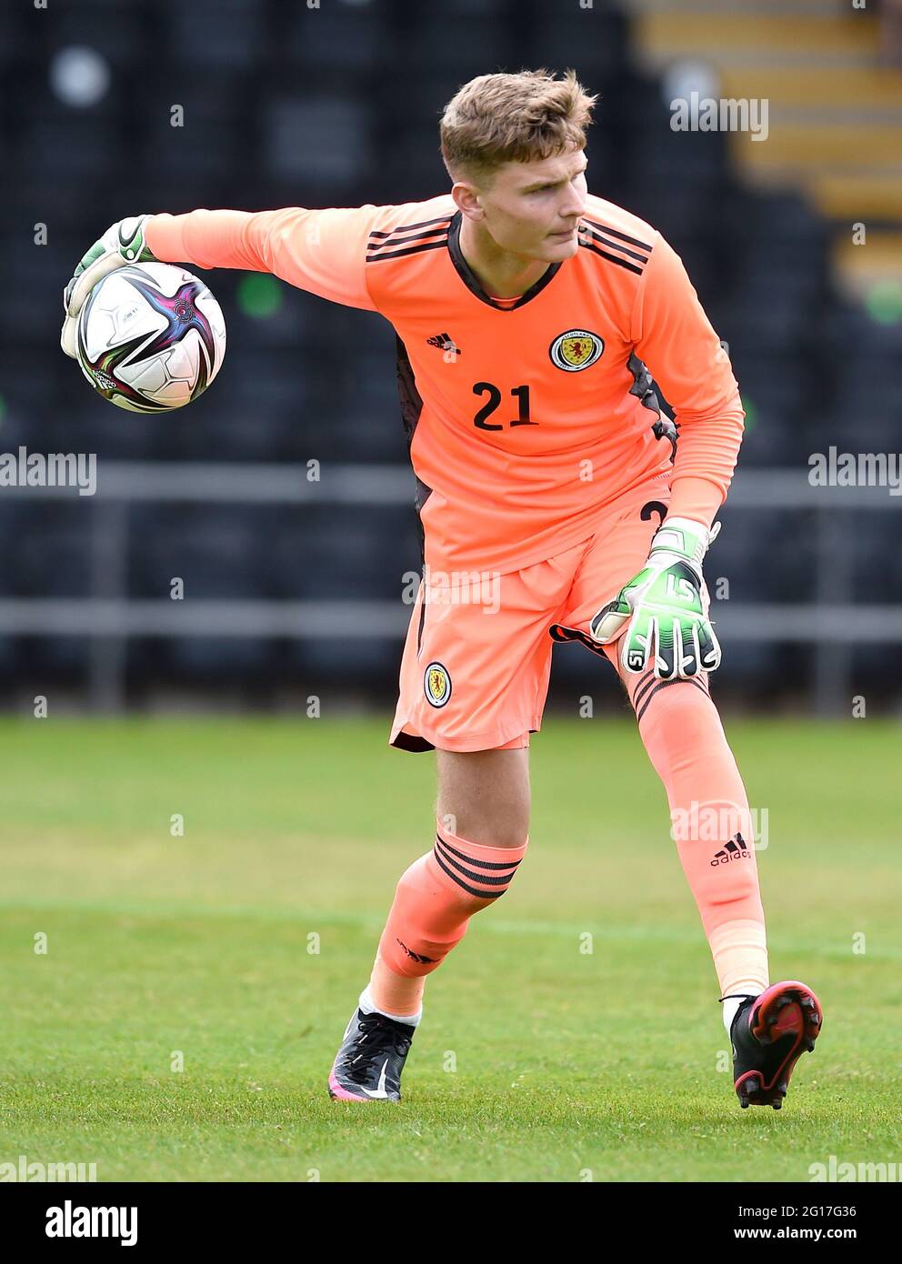 Scotland goalkeeper Archie Mair in action during the International ...