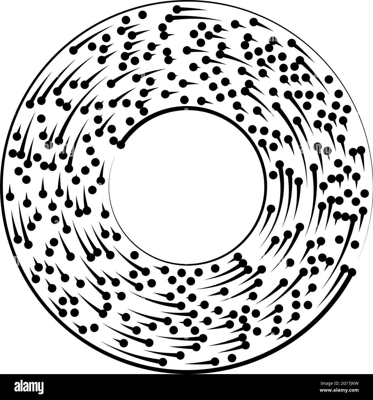 Circular, radial lines with nodes, points – Stock vector illustration ...