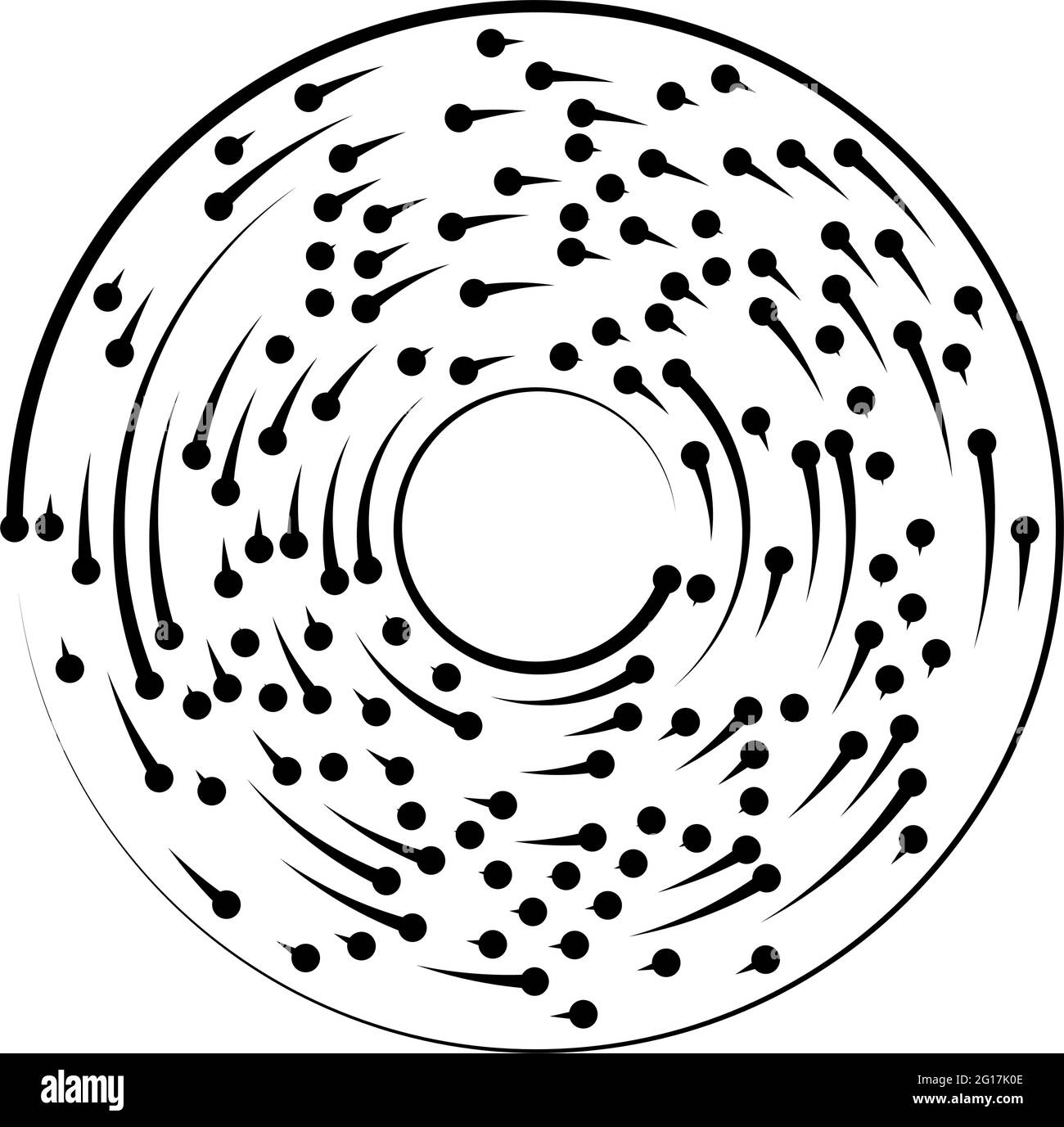 Circular, radial lines with nodes, points – Stock vector illustration ...