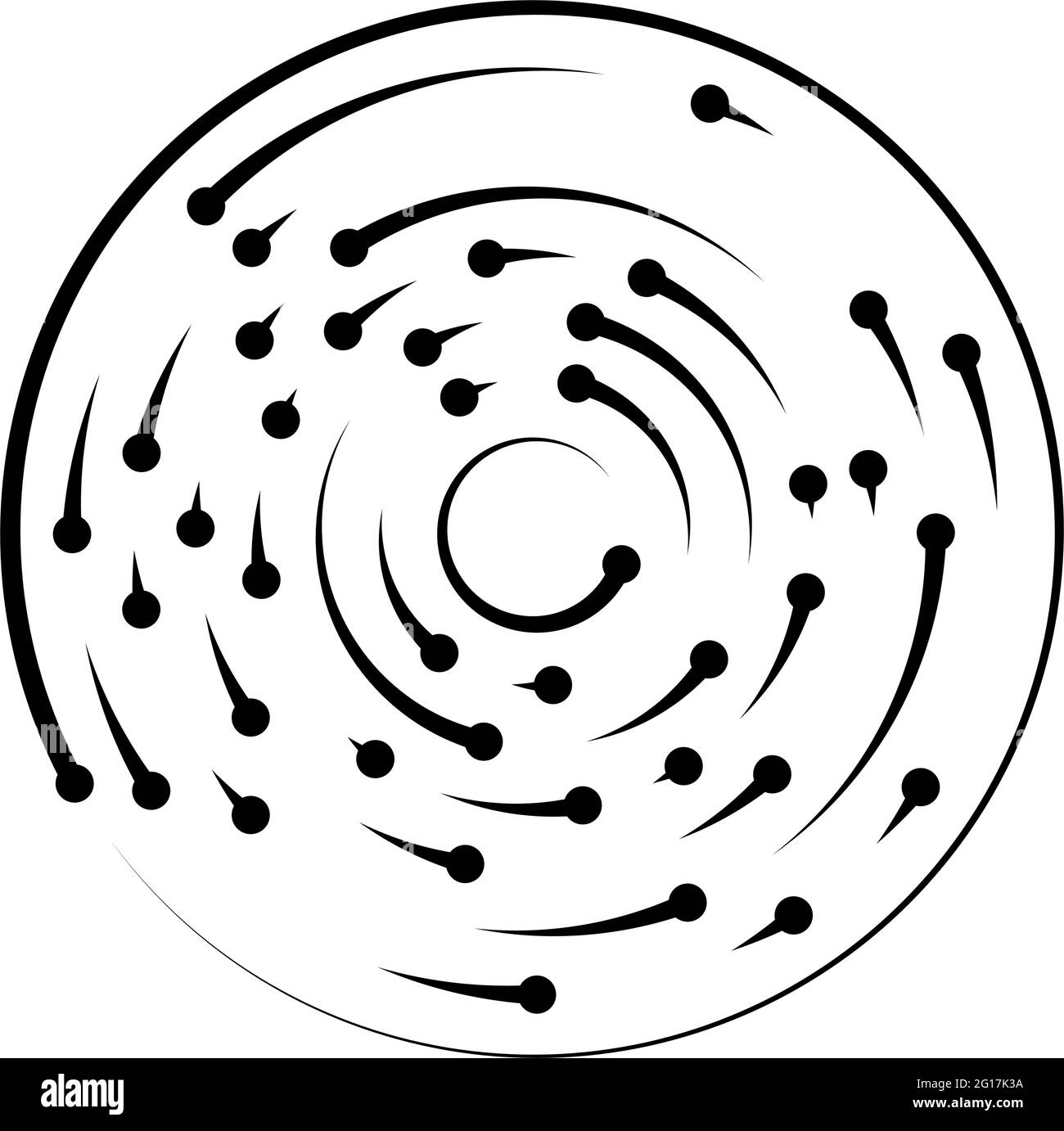 Circular, radial lines with nodes, points – Stock vector illustration ...