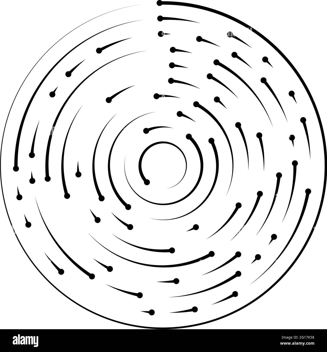 Circular, radial lines with nodes, points – Stock vector illustration ...