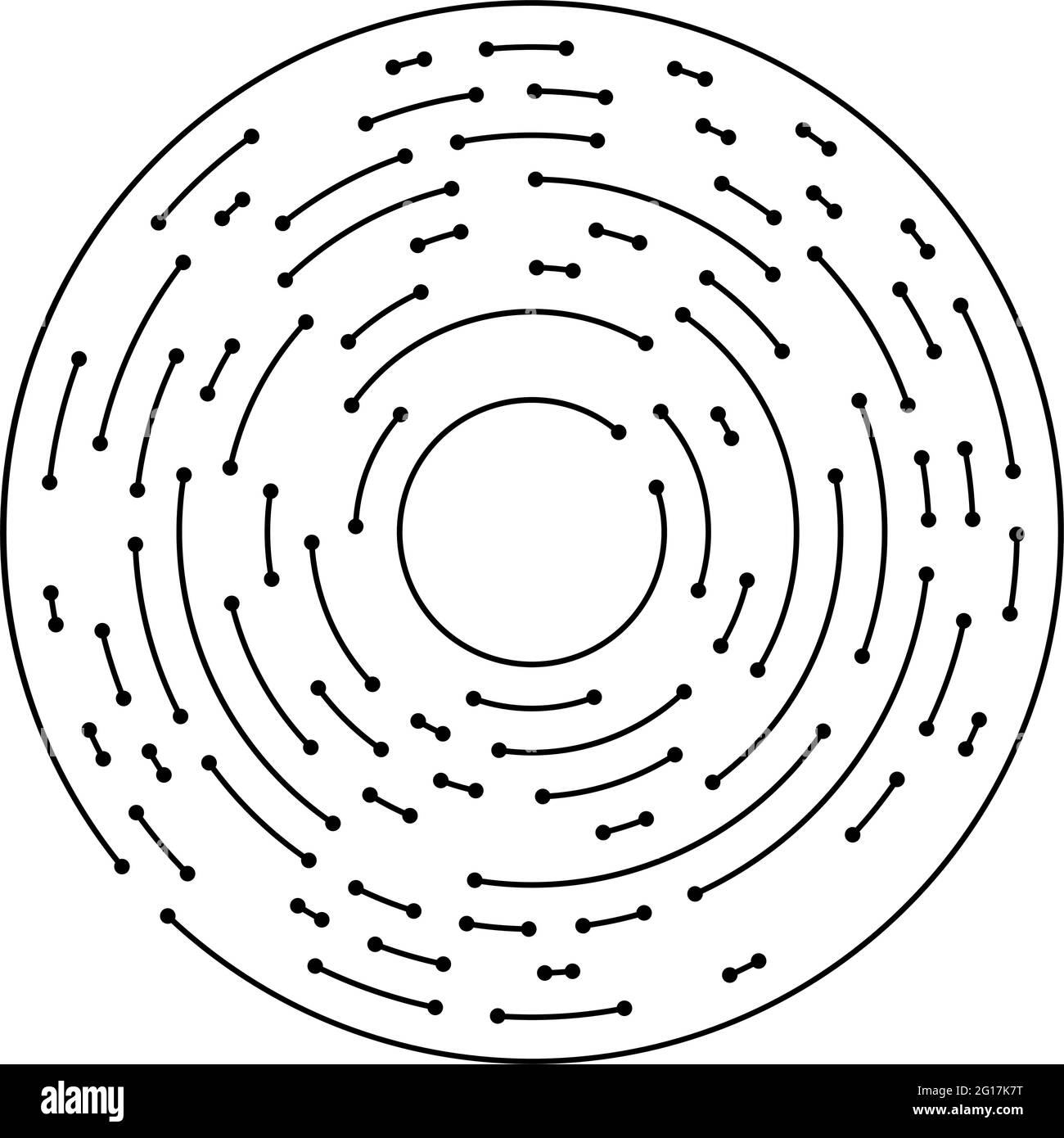 Circular, radial lines with nodes, points – Stock vector illustration ...