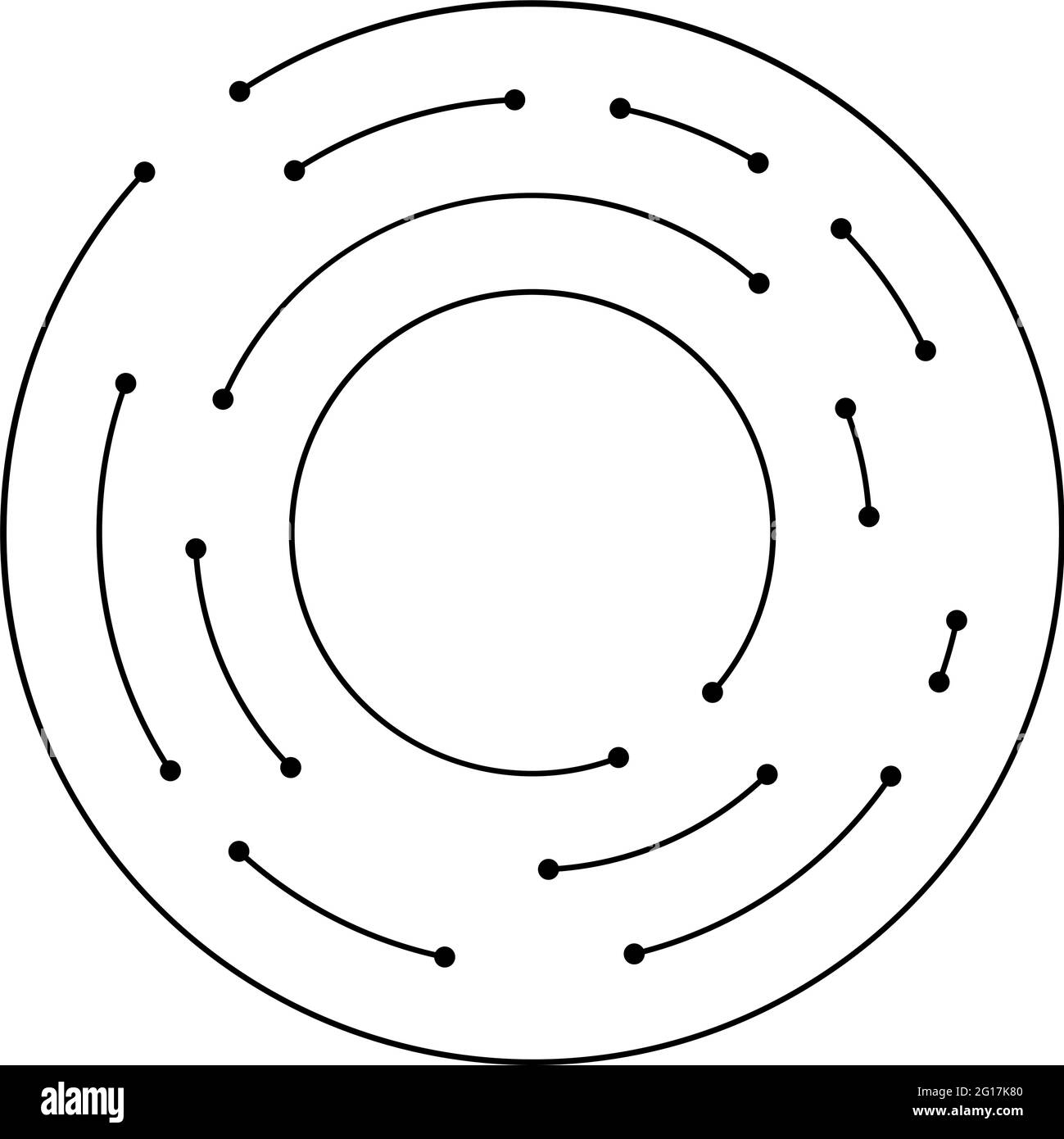 Circular, radial lines with nodes, points – Stock vector illustration ...