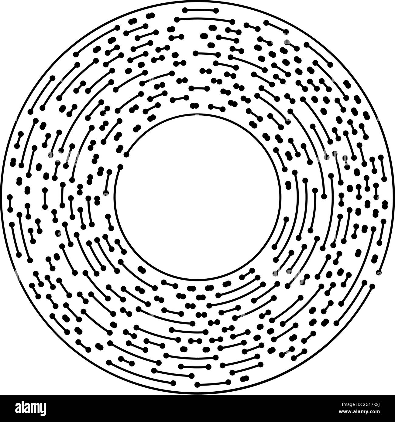 Circular, radial lines with nodes, points – Stock vector illustration ...