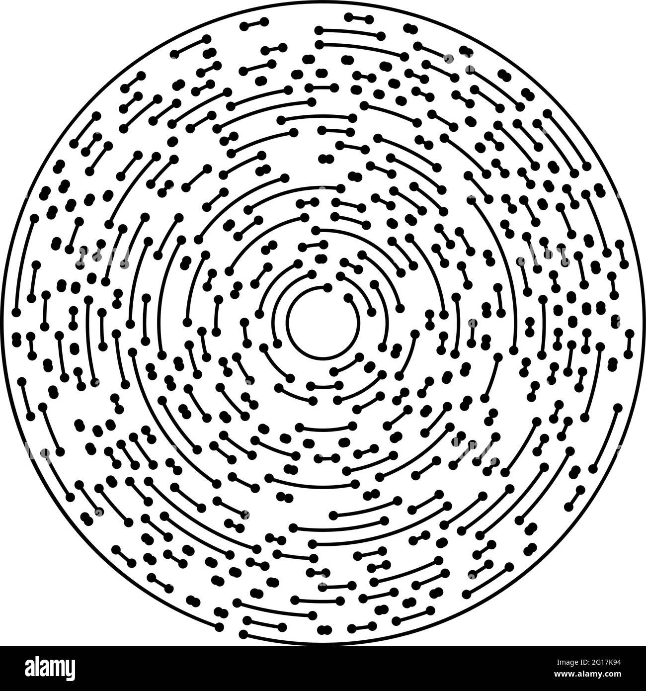 Circular, radial lines with nodes, points – Stock vector illustration ...