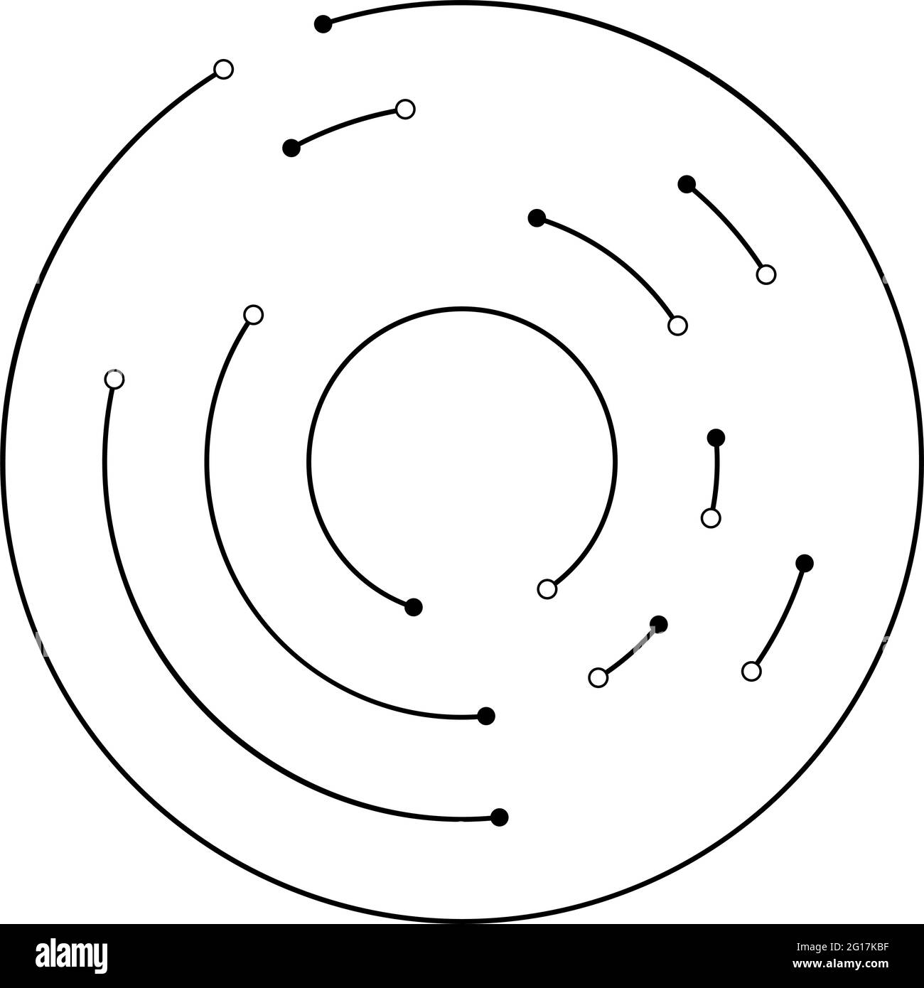 Circular, radial lines with nodes, points – Stock vector illustration ...