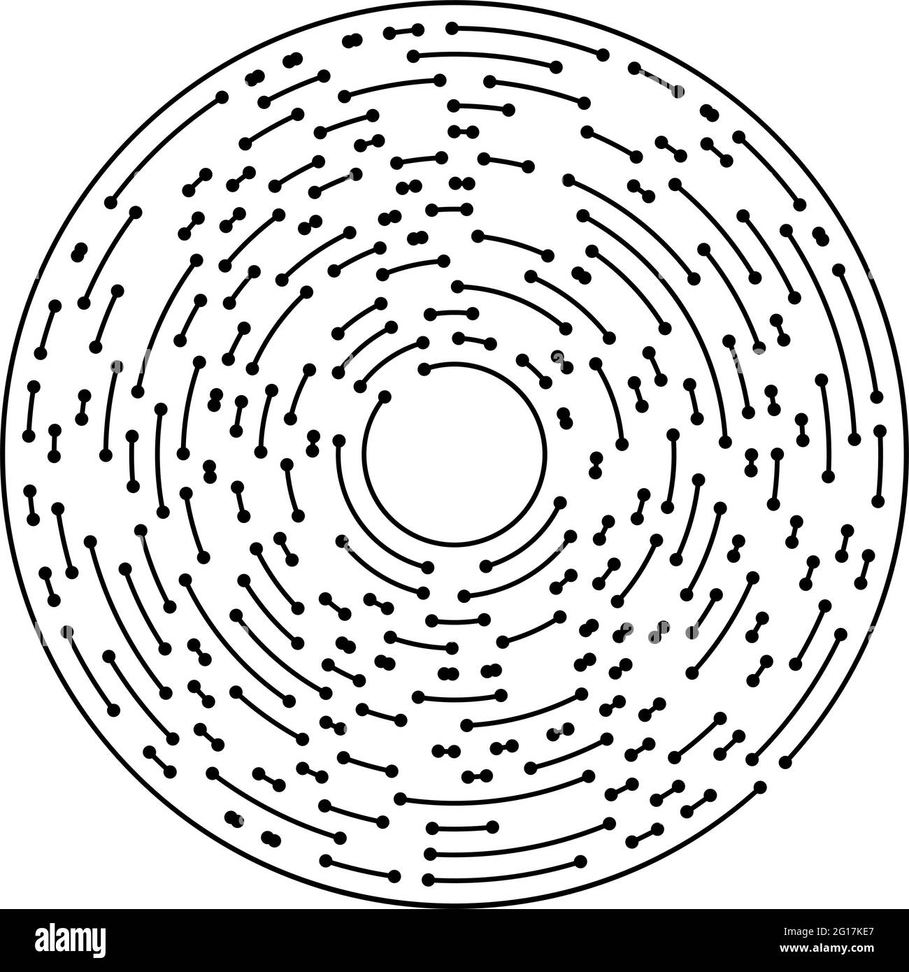 Circular, radial lines with nodes, points – Stock vector illustration ...