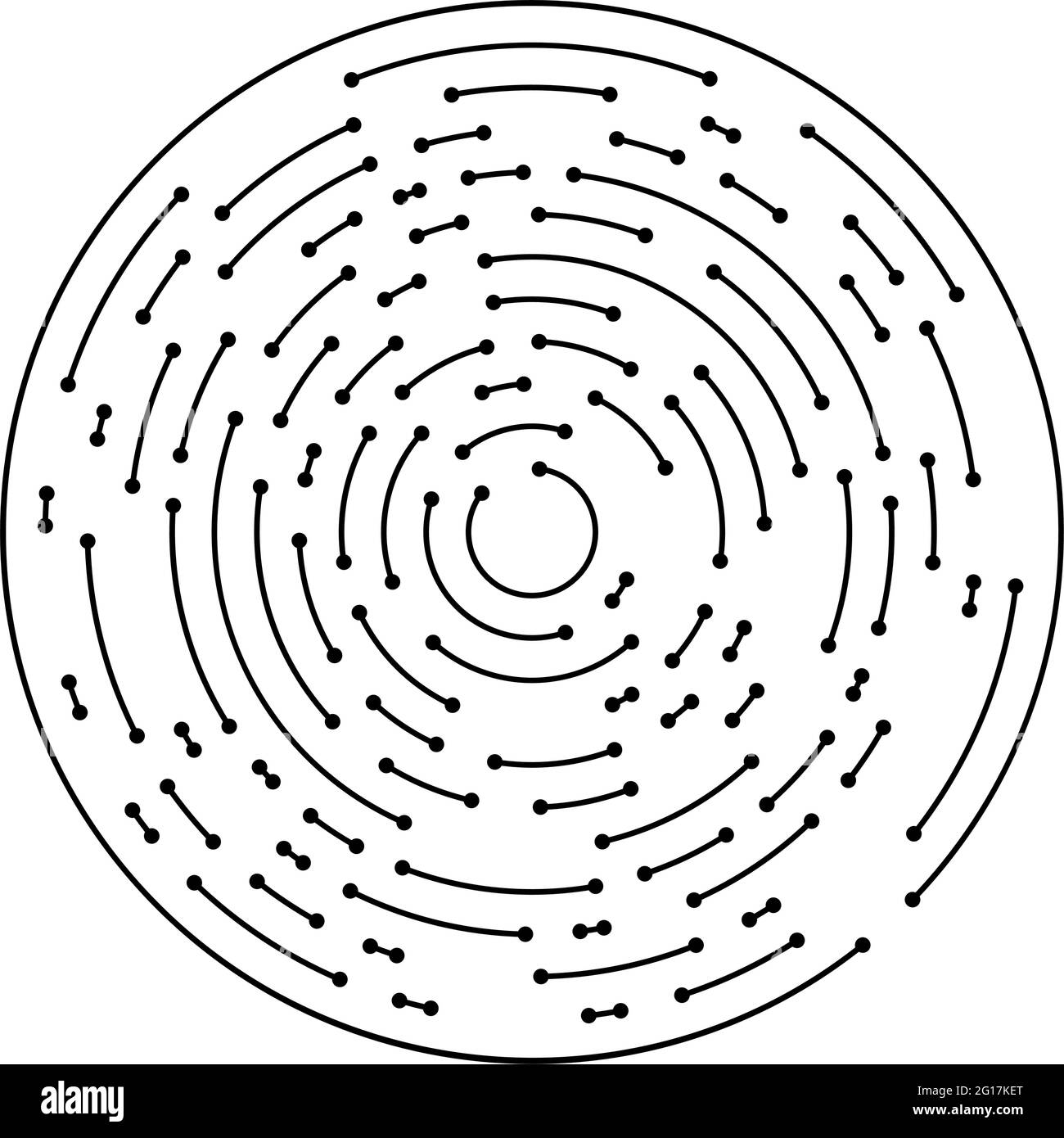 Circular, radial lines with nodes, points – Stock vector illustration ...