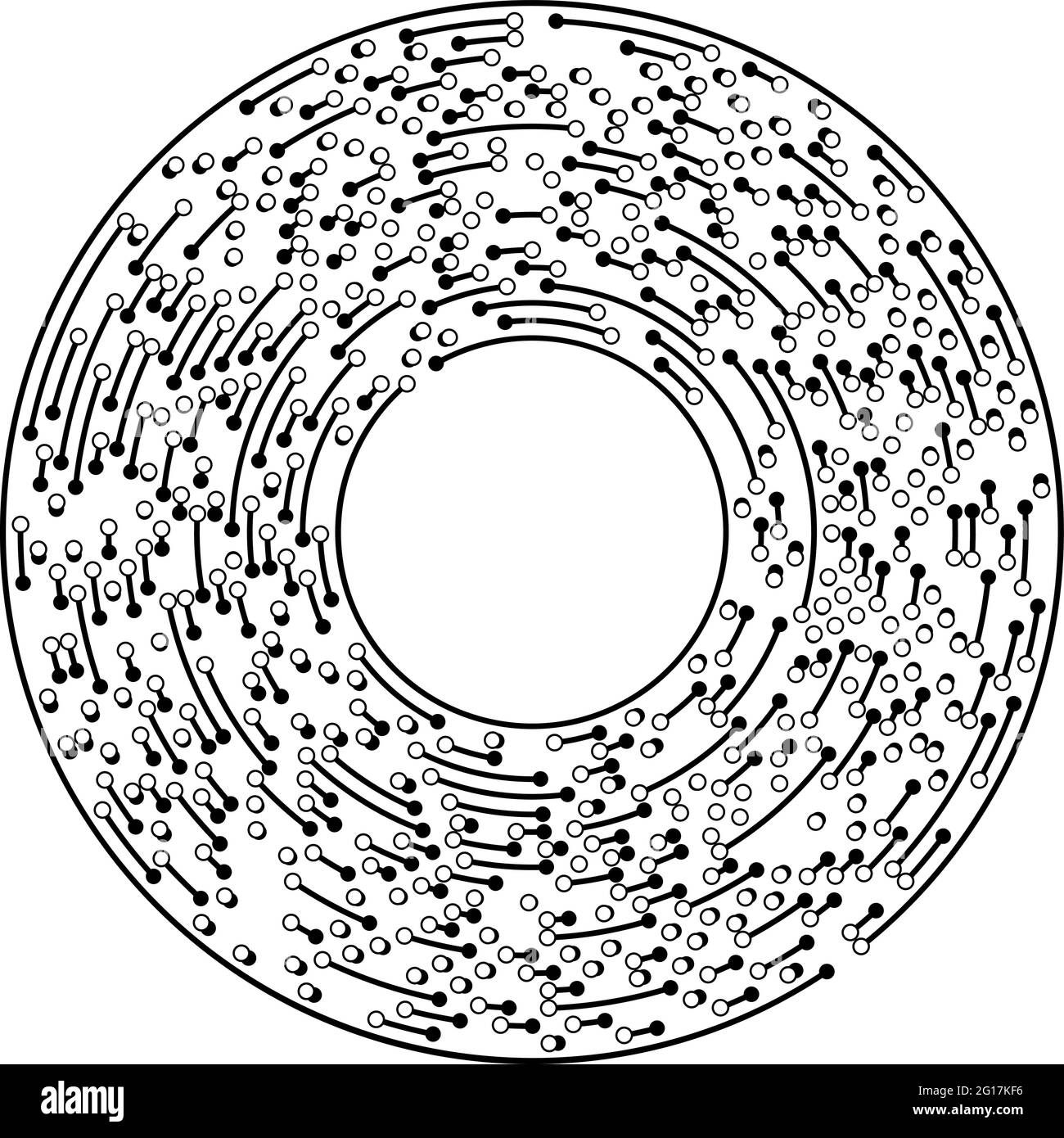 Circular, radial lines with nodes, points – Stock vector illustration ...