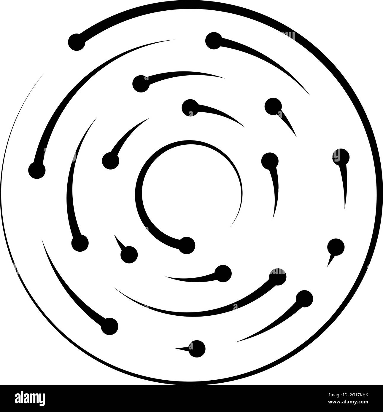 Circular, radial lines with nodes, points – Stock vector illustration ...