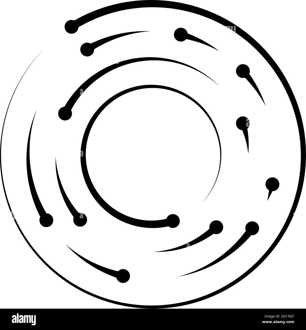 Circular, radial lines with nodes, points – Stock vector illustration ...