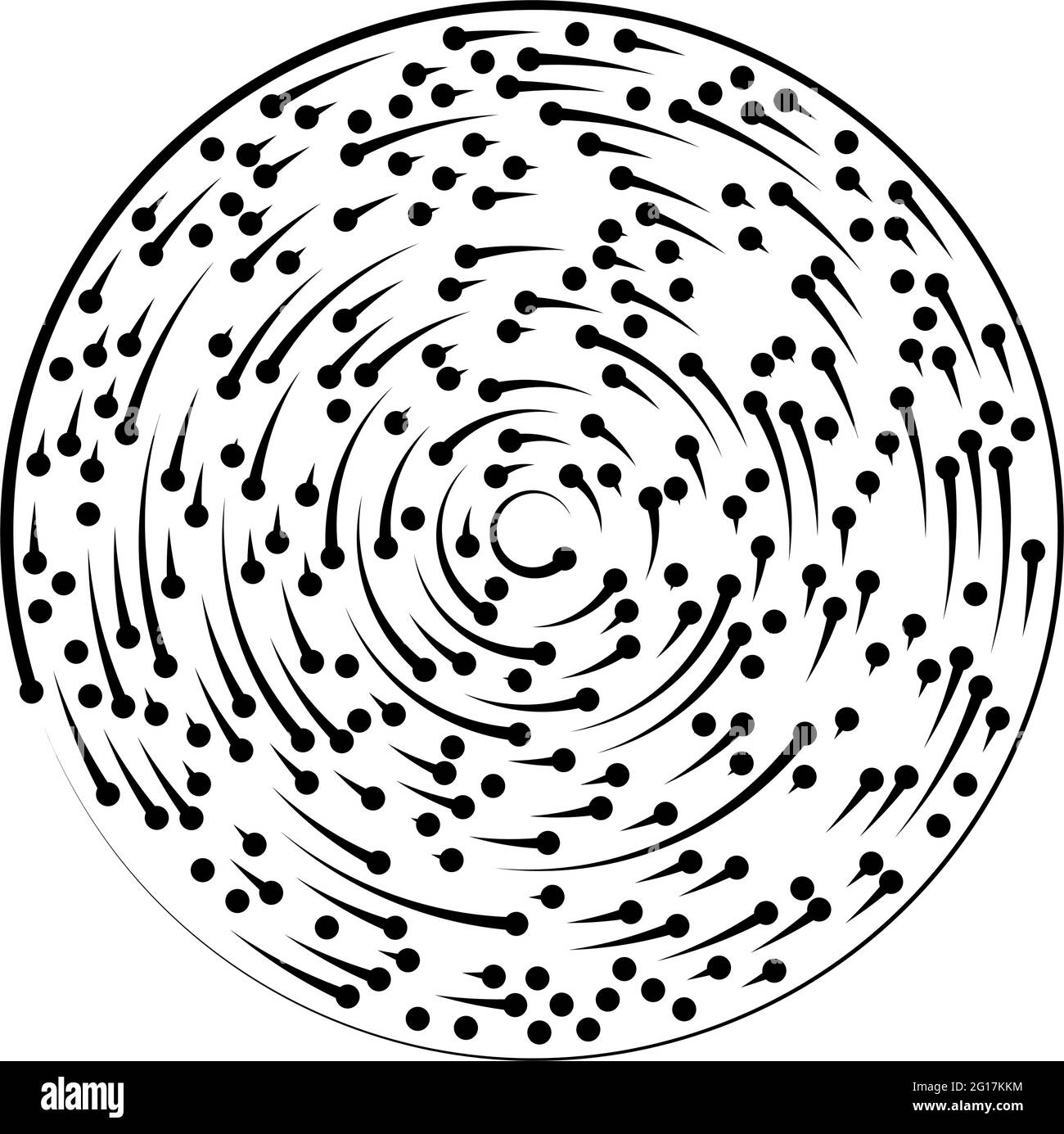 Circular, radial lines with nodes, points – Stock vector illustration ...
