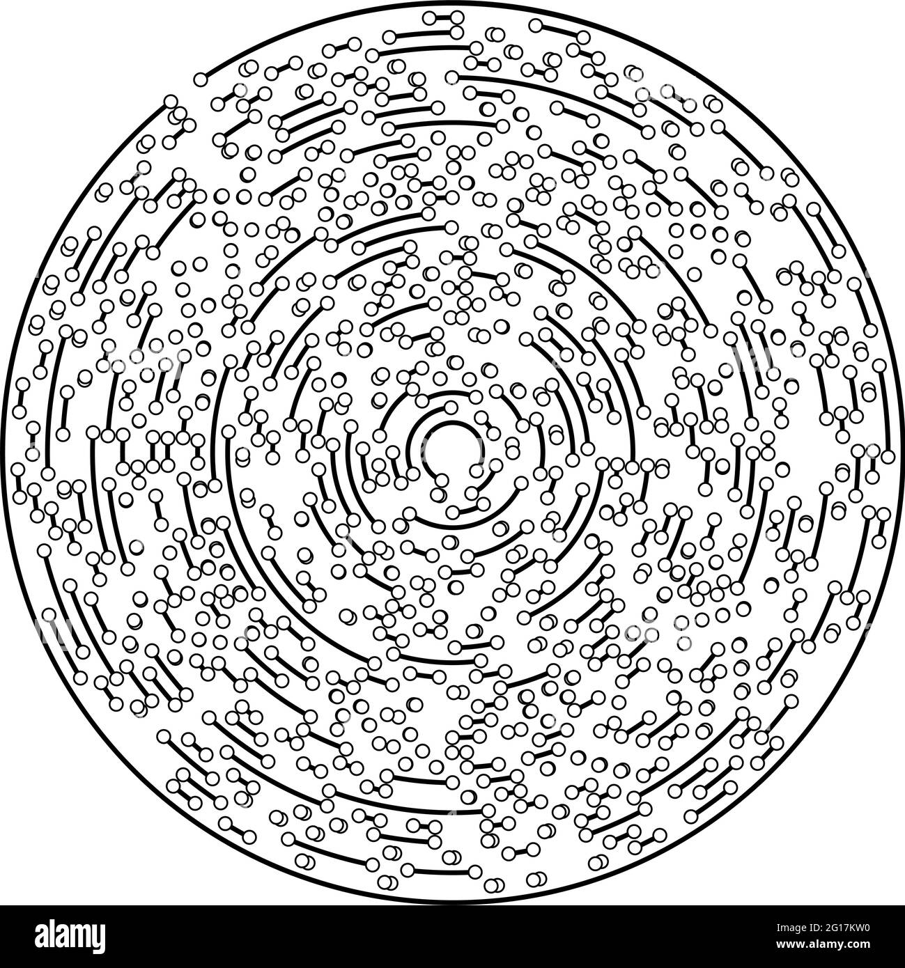 Circular, radial lines with nodes, points – Stock vector illustration ...
