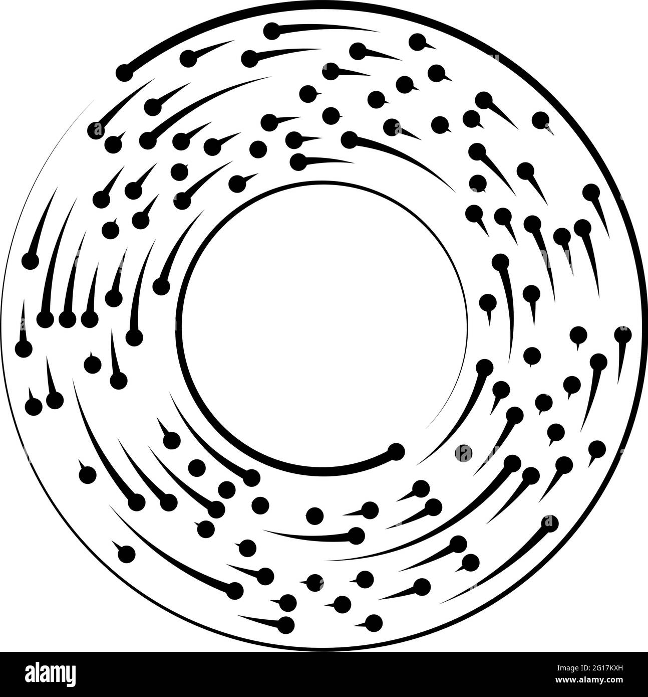 Circular, radial lines with nodes, points – Stock vector illustration ...