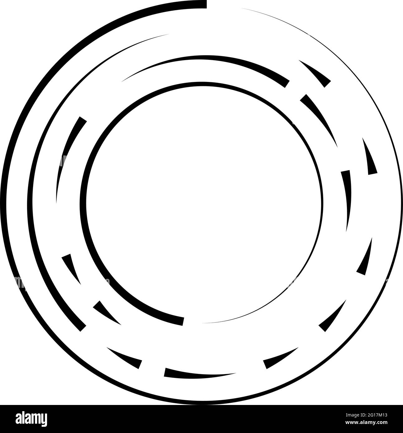 Gyrate, rotating segmented lines circular element – Stock vector ...