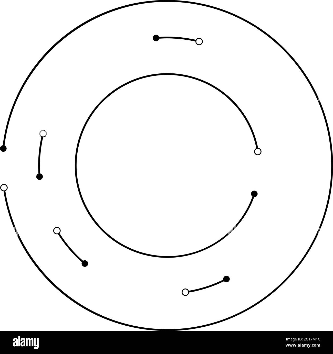 Circular, radial lines with nodes, points – Stock vector illustration ...