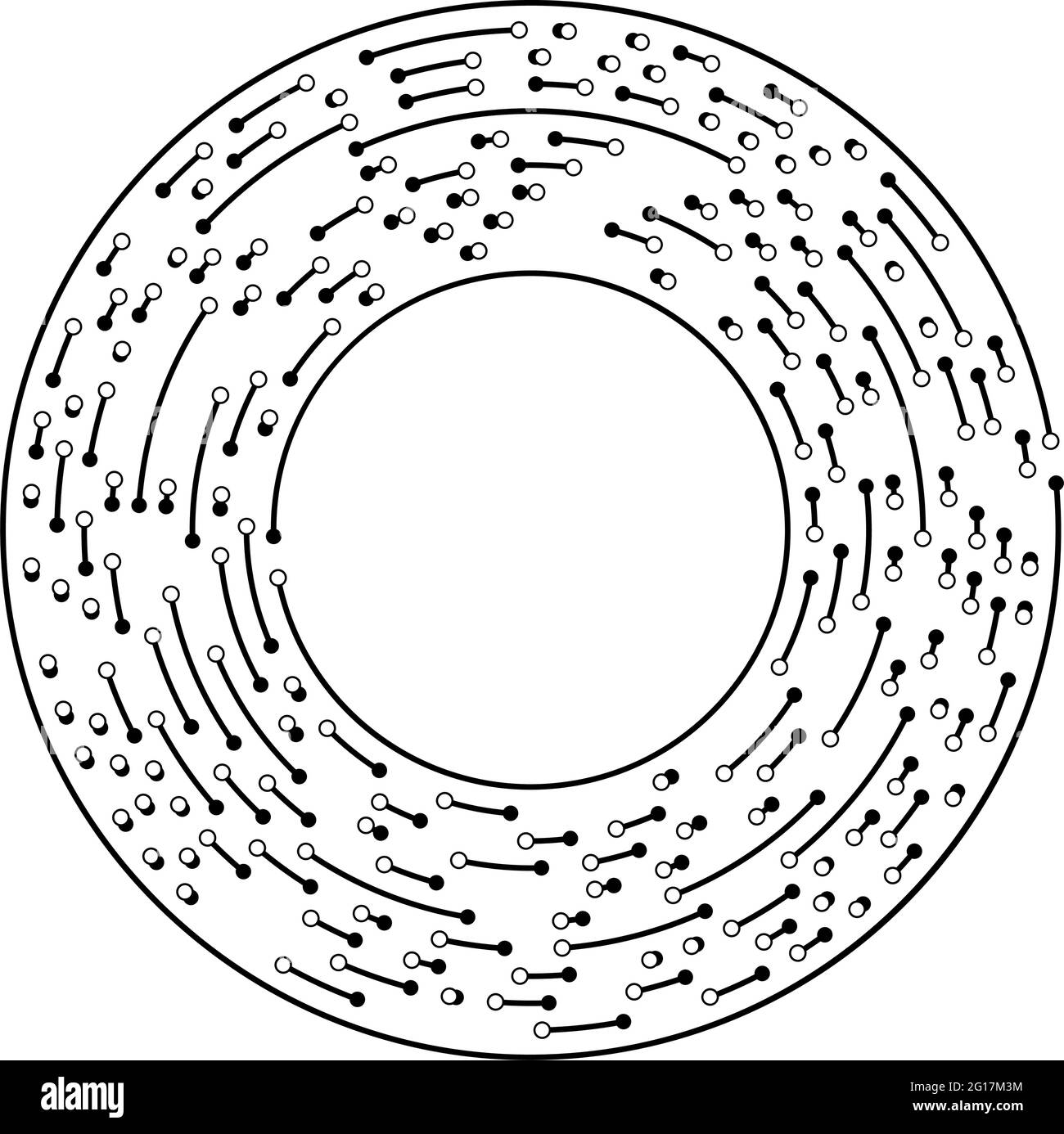 Circular, radial lines with nodes, points – Stock vector illustration ...