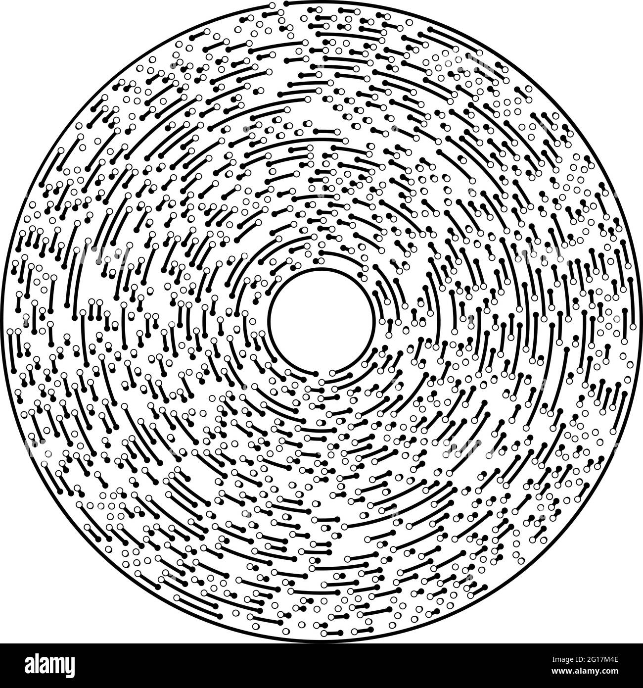 Circular, radial lines with nodes, points – Stock vector illustration ...