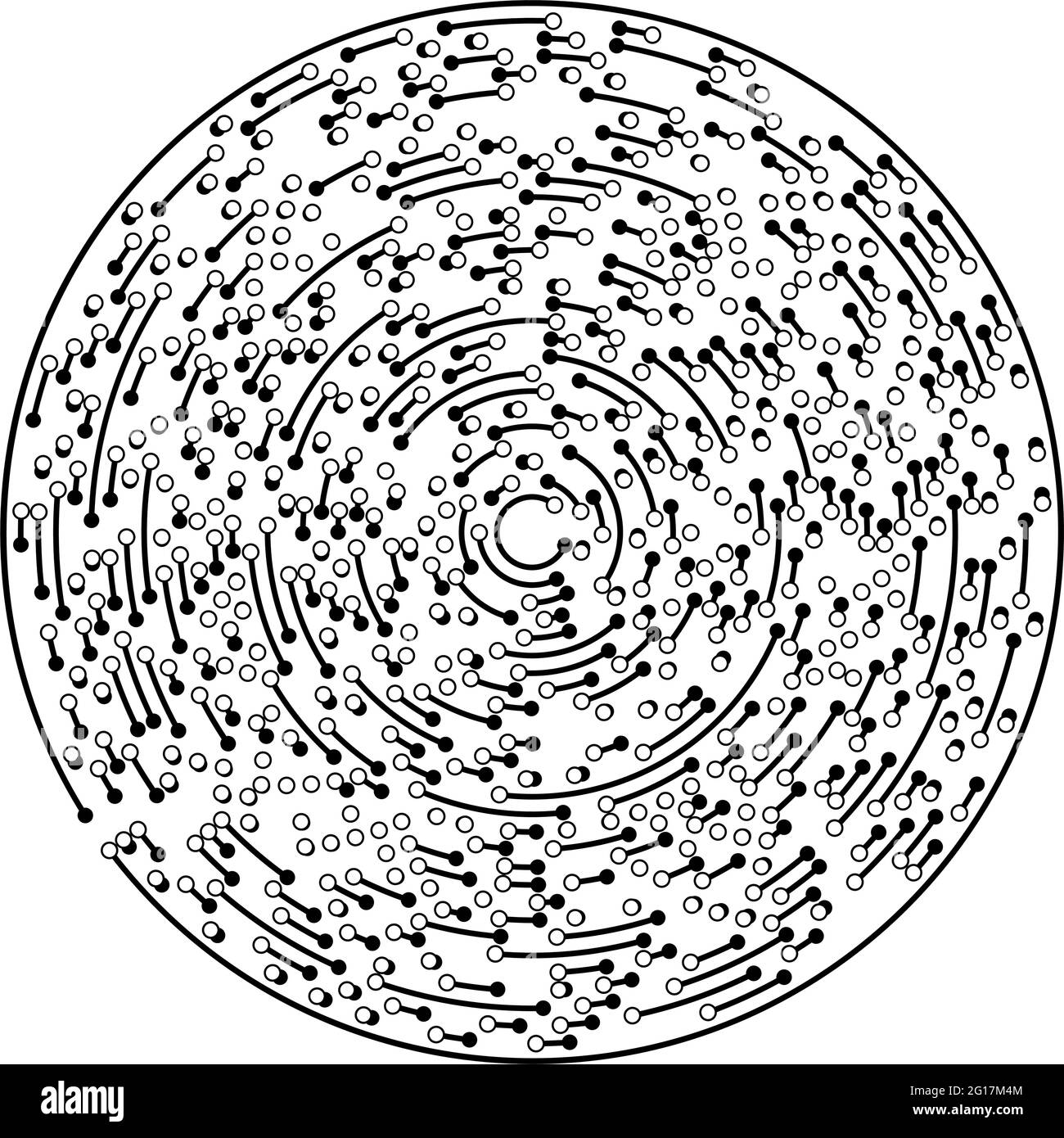 Circular, radial lines with nodes, points – Stock vector illustration ...
