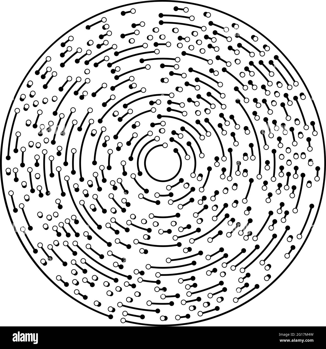 Circular, radial lines with nodes, points – Stock vector illustration ...