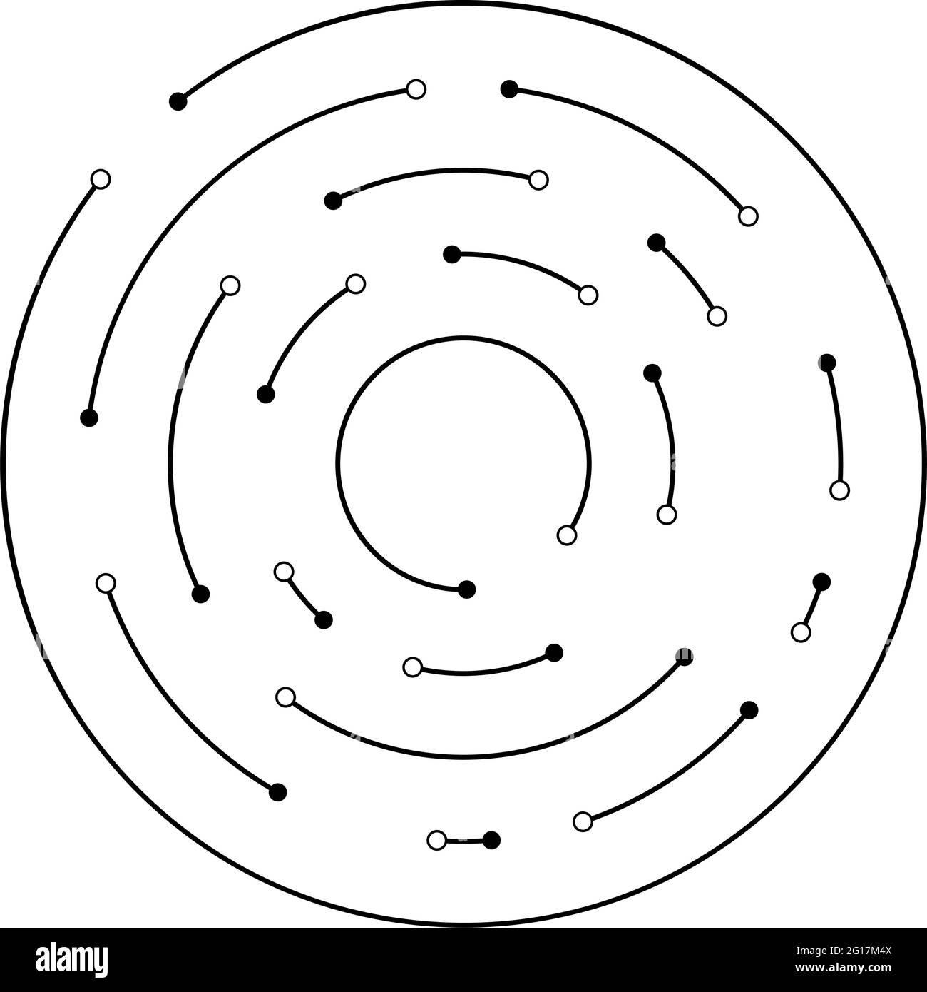 Circular, radial lines with nodes, points – Stock vector illustration ...
