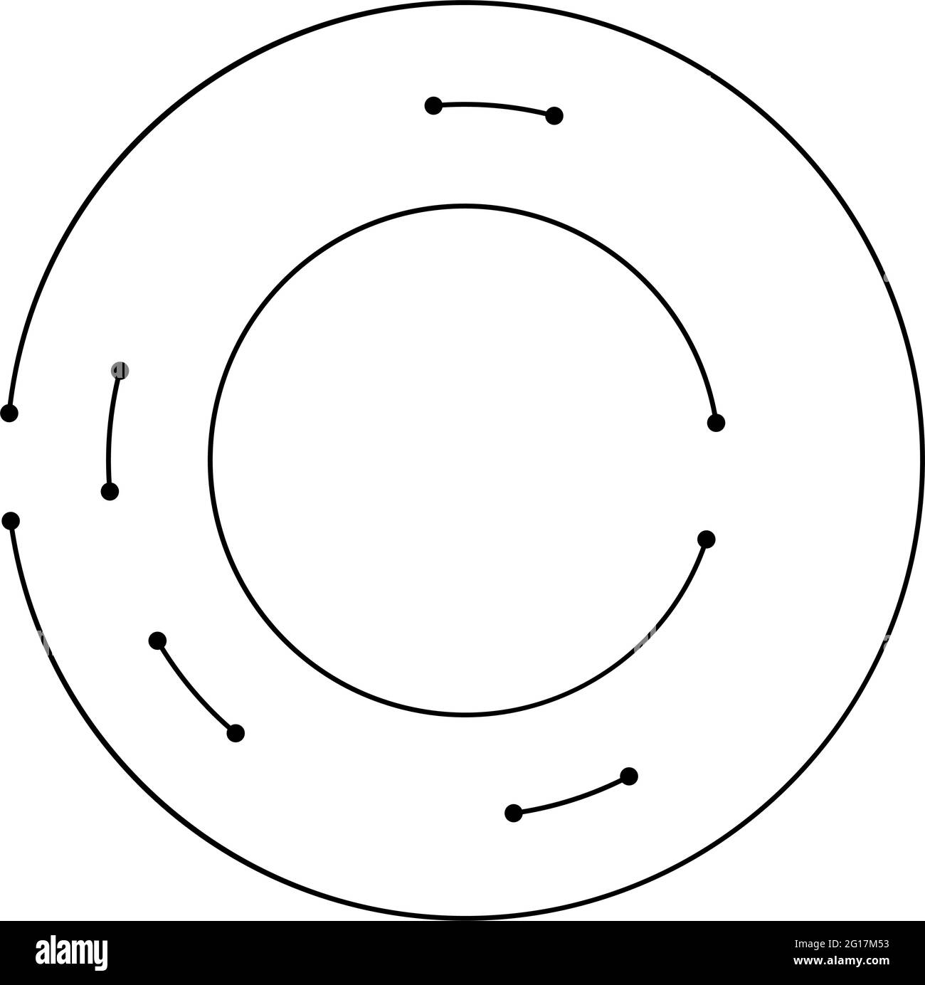Circular, radial lines with nodes, points – Stock vector illustration ...