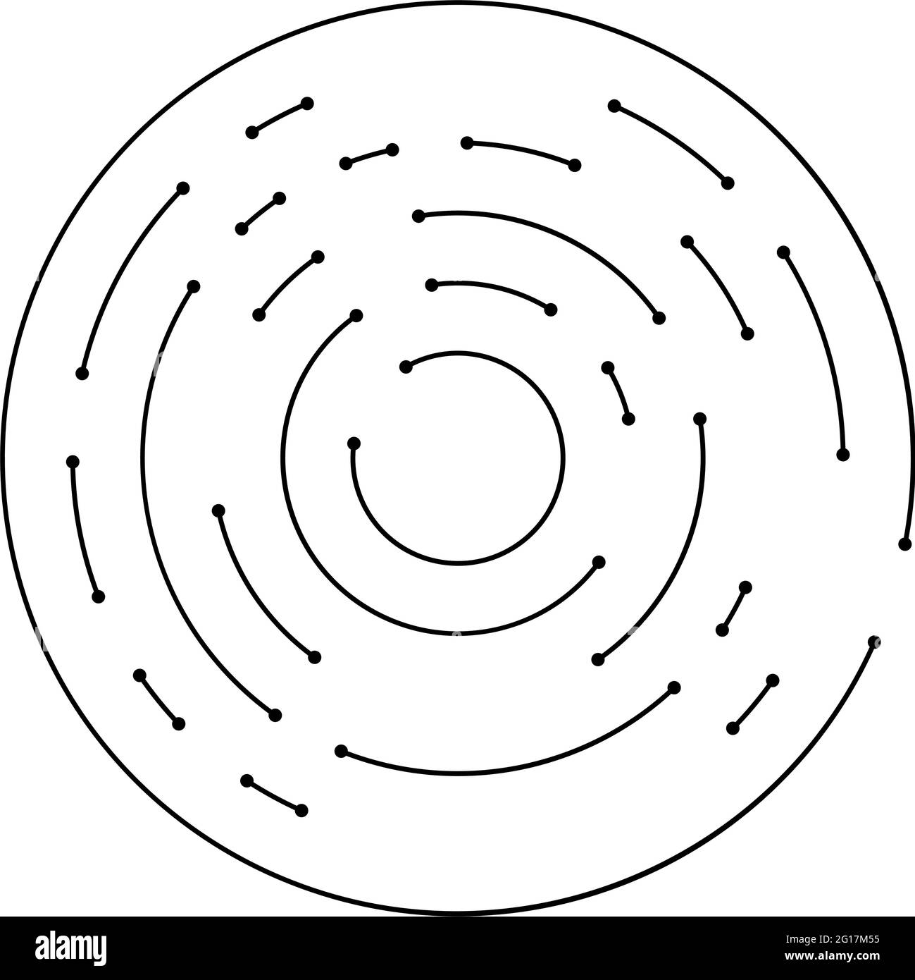 Circular, radial lines with nodes, points – Stock vector illustration ...