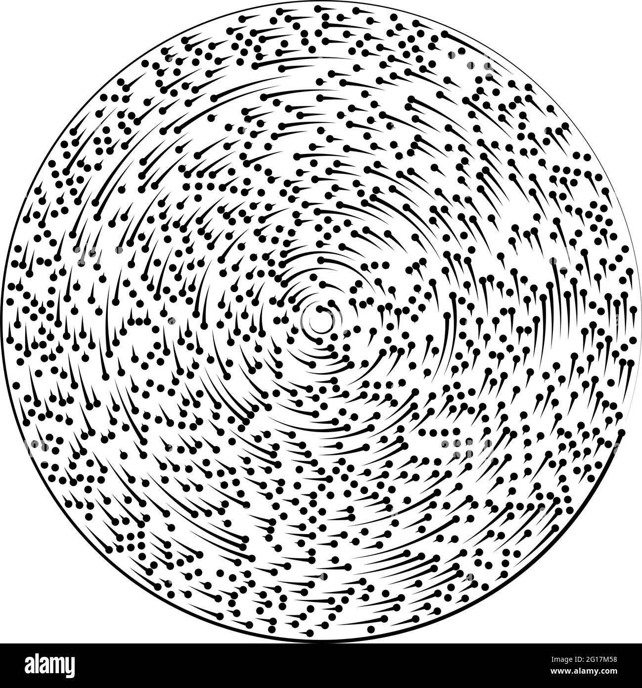 Circular, radial lines with nodes, points – Stock vector illustration ...