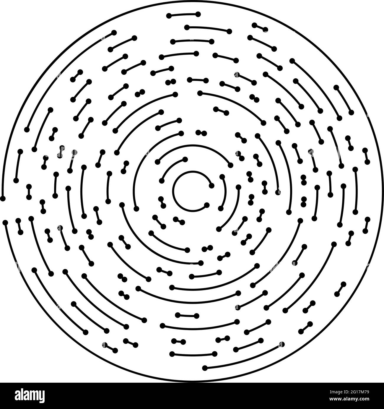 Circular, radial lines with nodes, points – Stock vector illustration ...