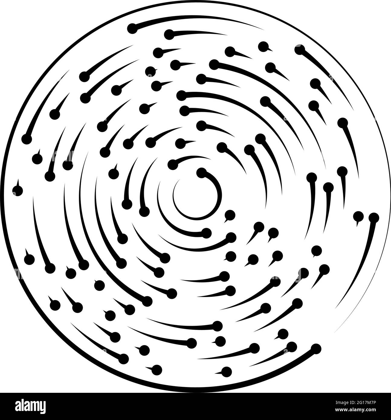 Circular, radial lines with nodes, points – Stock vector illustration ...