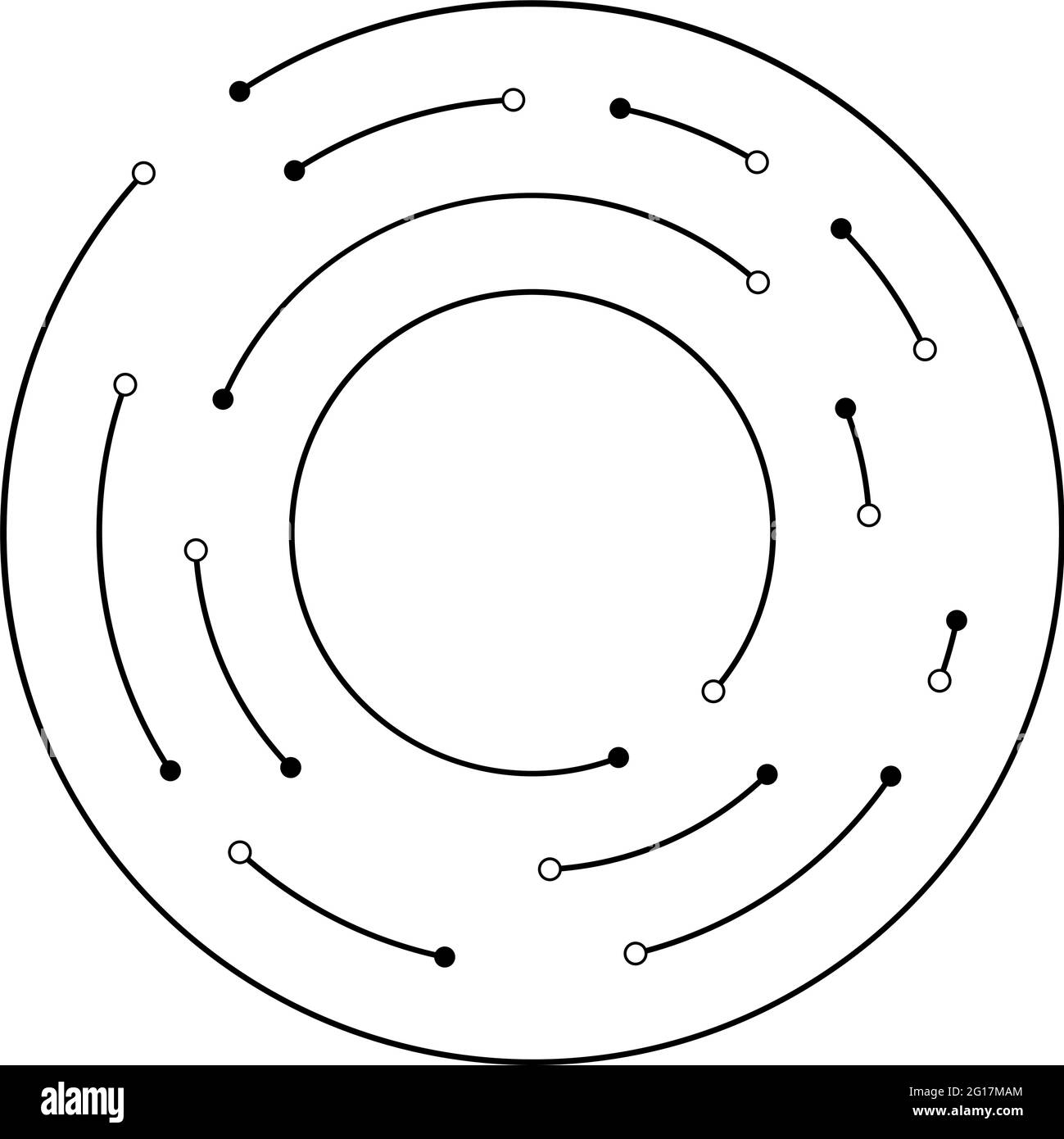 Circular, radial lines with nodes, points – Stock vector illustration ...