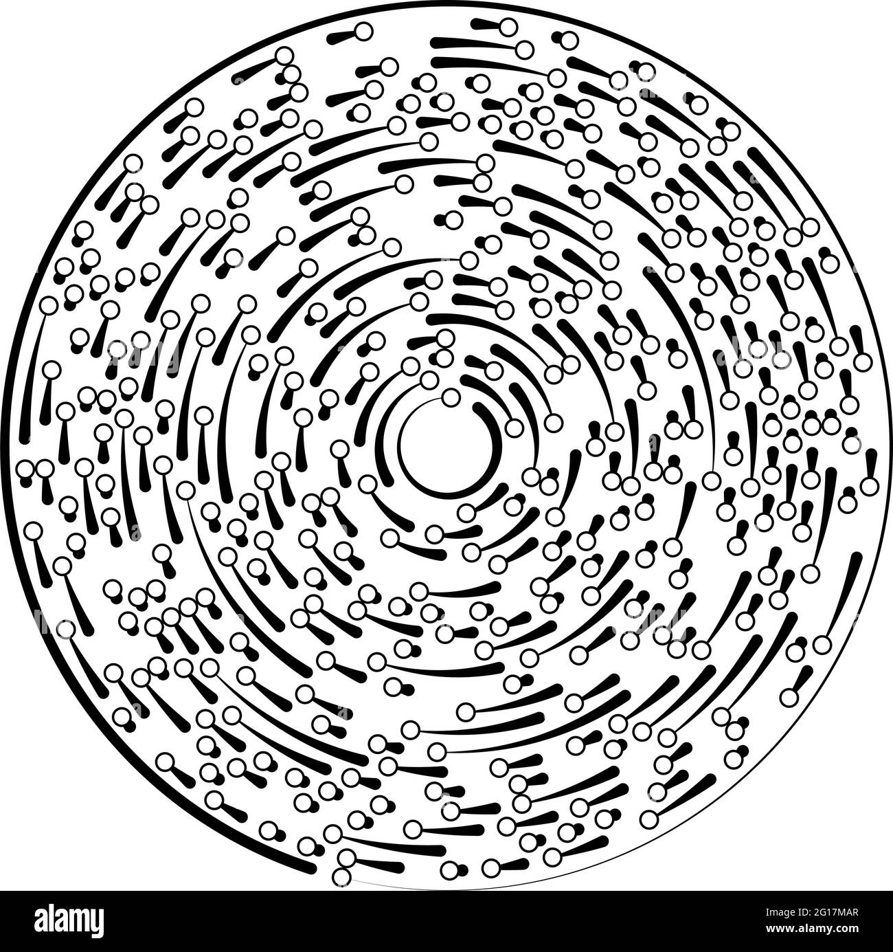 Circular, radial lines with nodes, points – Stock vector illustration ...