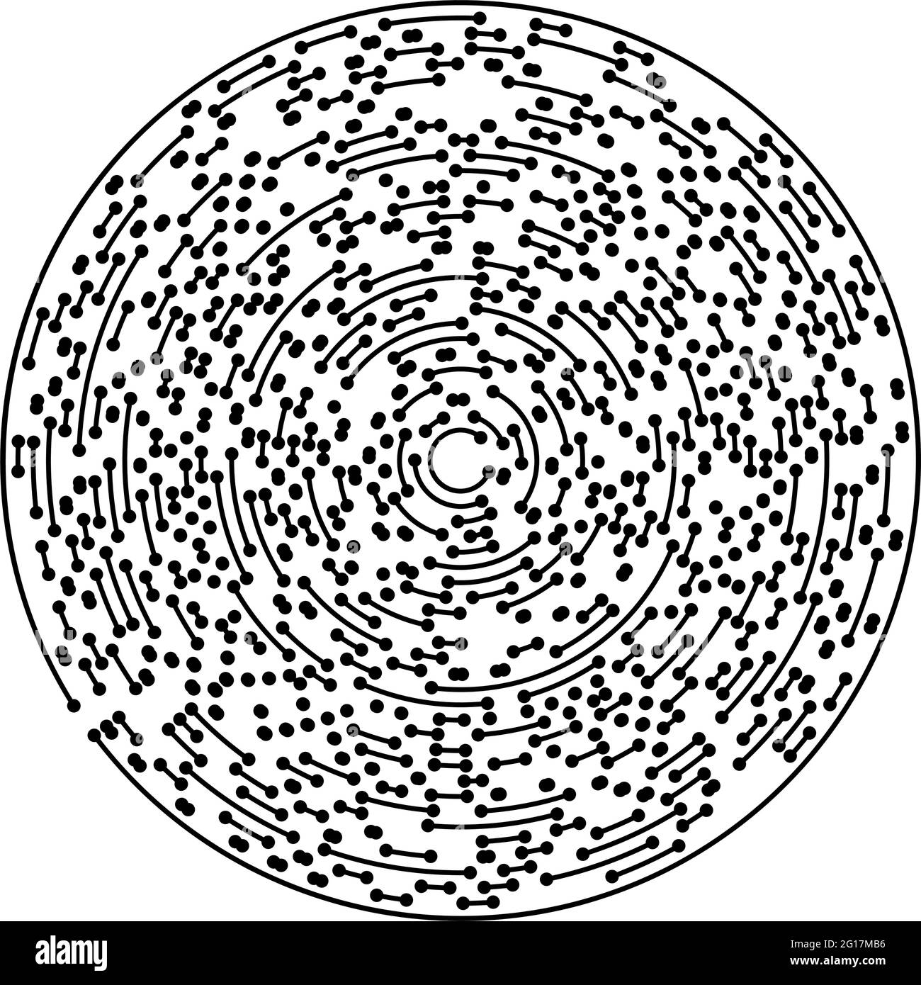 Circular, radial lines with nodes, points – Stock vector illustration ...